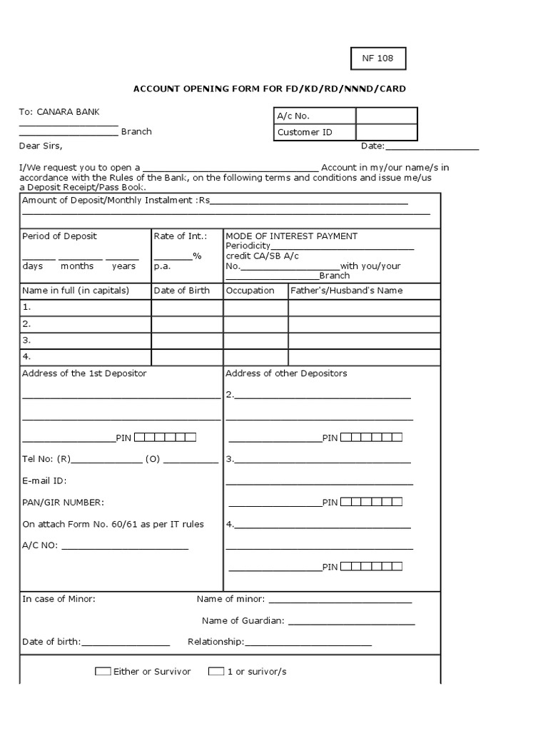 FD RD KD - Form | PDF