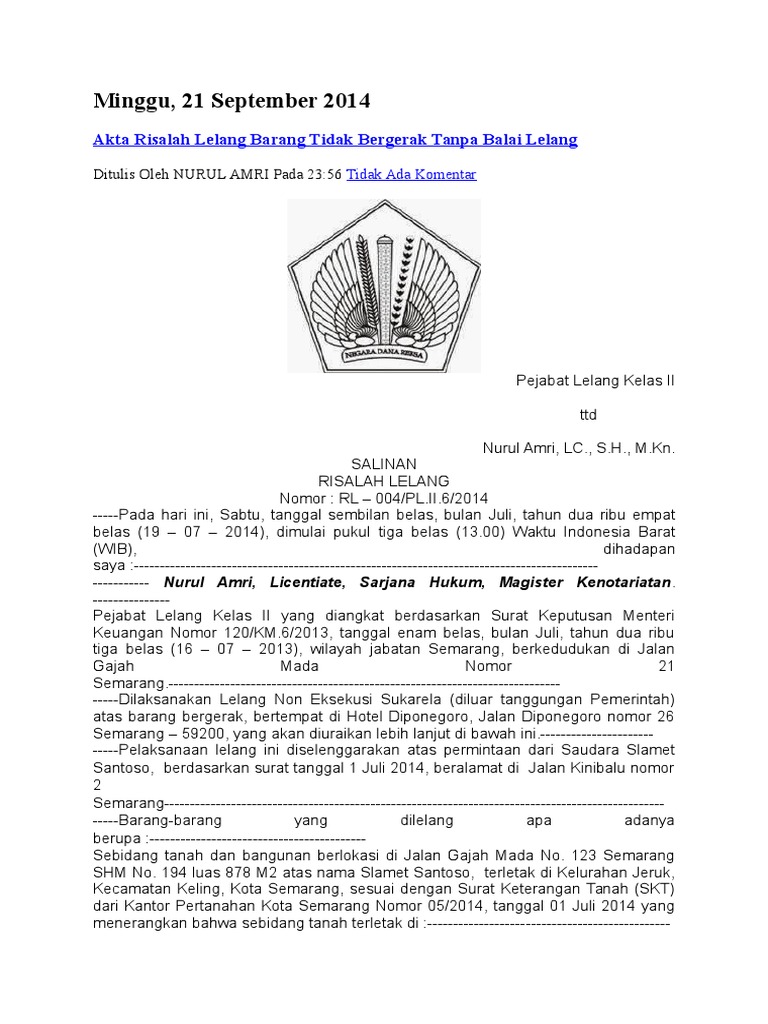 Risalah Lelang | PDF