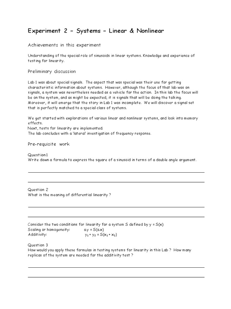 Experiment 2 - Systems Linear - Non Linear | Download Free PDF ...