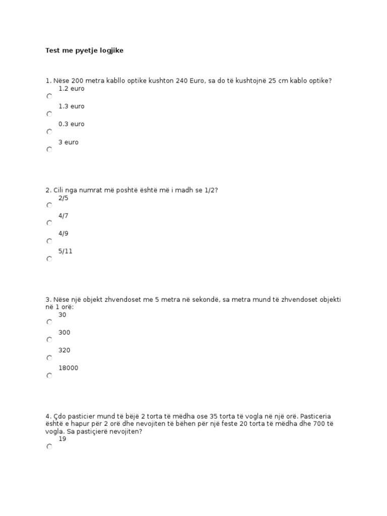 Test Me Pyetje Logjike | PDF