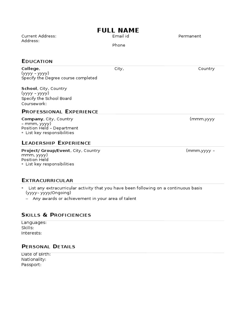 Template Resume Post Graduation | PDF