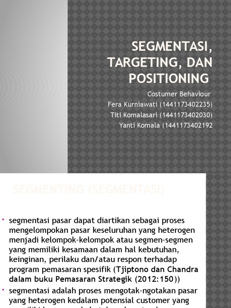 Segmentasi, Targeting, Dan Positioning | PDF