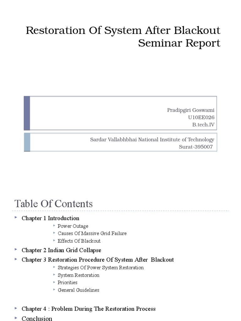Restoration of System After Blackout | PDF | Electrical Grid | Electric ...