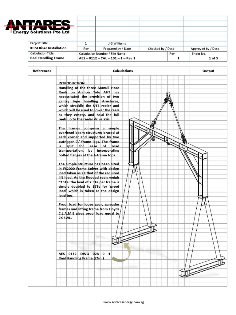 P0002-Reel Handling Structures Design Calculations | PDF | Bending ...