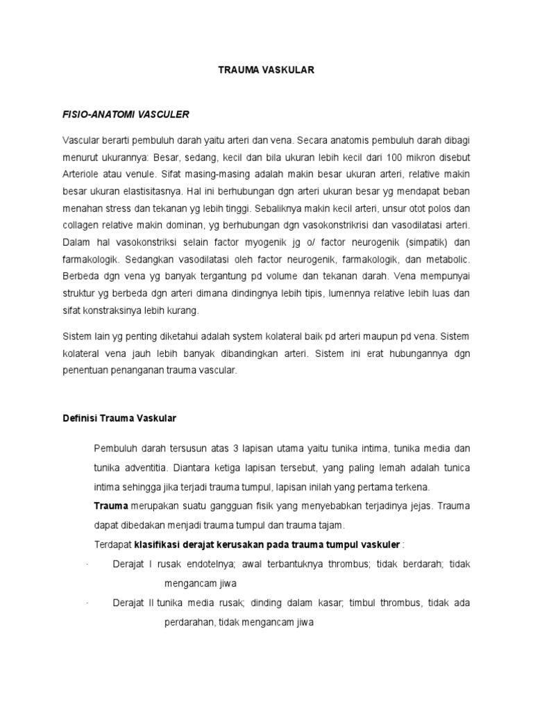 Laporan Pendahuluan r.13 Trauma Vaskular | PDF