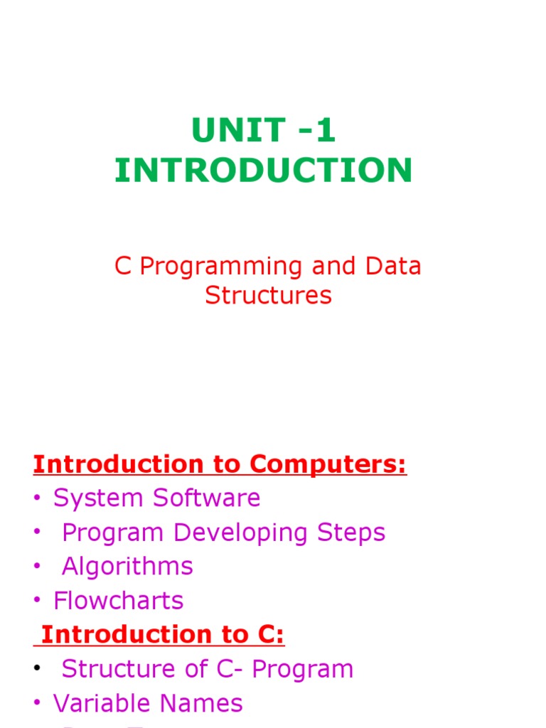 Unit - 1: C Programming and Data Structures | PDF | Data Type | C ... Unit - 1: C Programming and Data Structures | PDF | Data Type | C ...