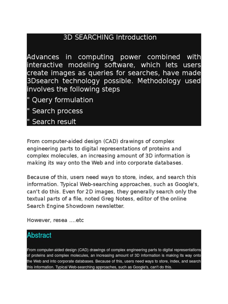 Understanding 3D Search Engines | PDF | 3 D Computer Graphics | 2 D ...