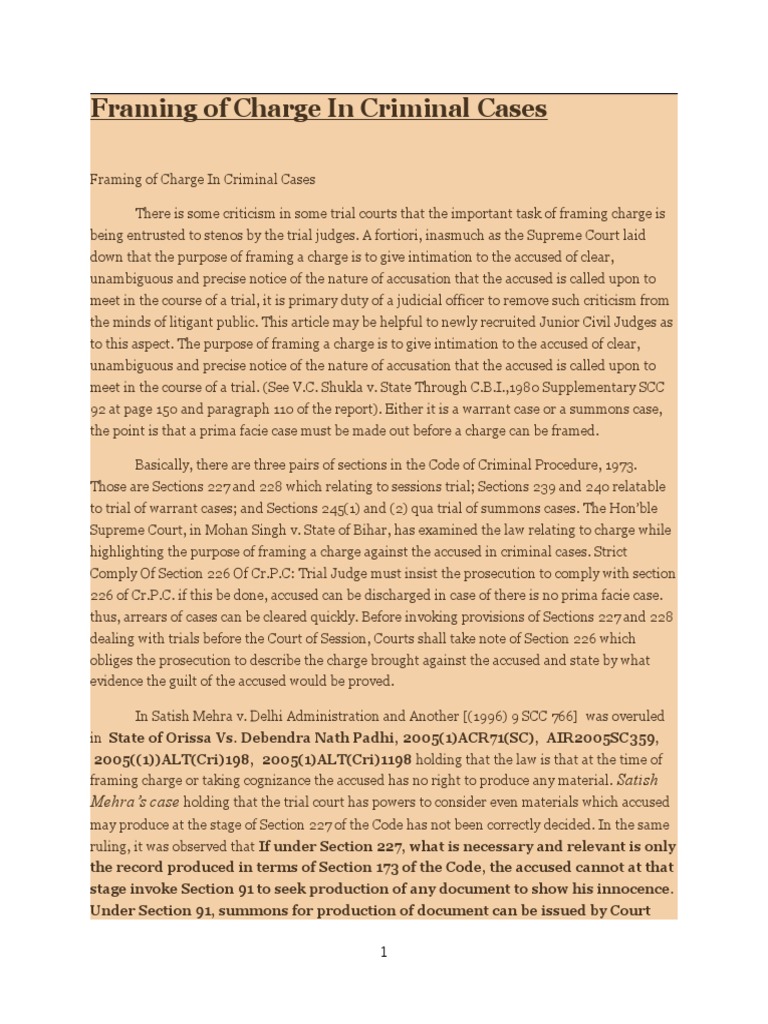 Framing of Charges | Download Free PDF | Supreme Court Of India | Crime ...