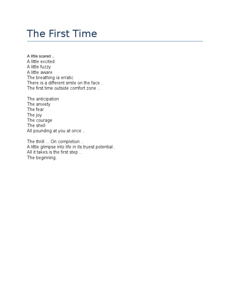 The First Time | PDF | Abnormal Psychology | Psychiatry Related Fields