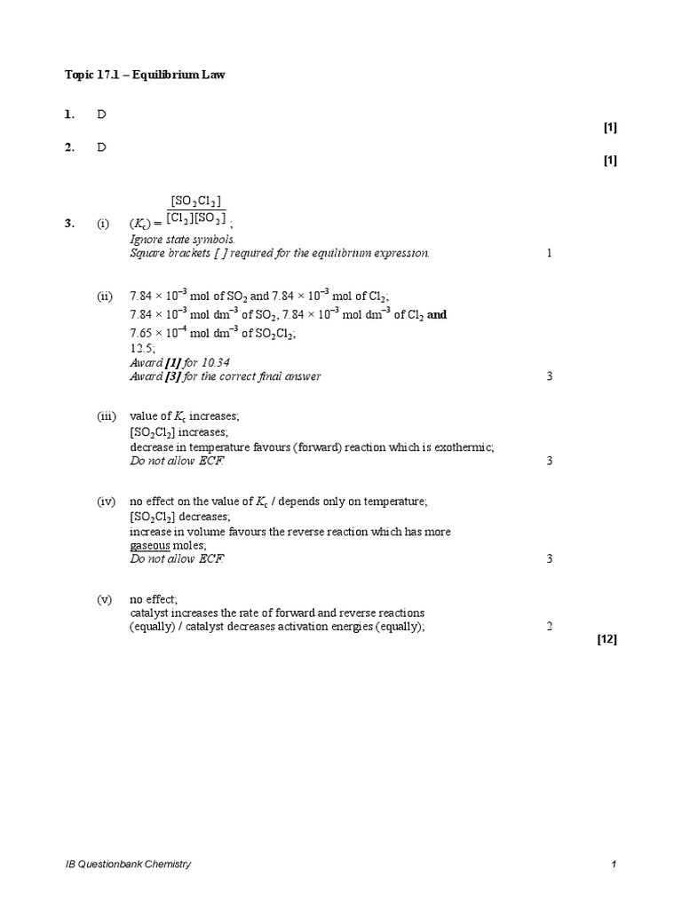 Equilibrium Law and Kc Calculations | PDF | Chemical Equilibrium ...