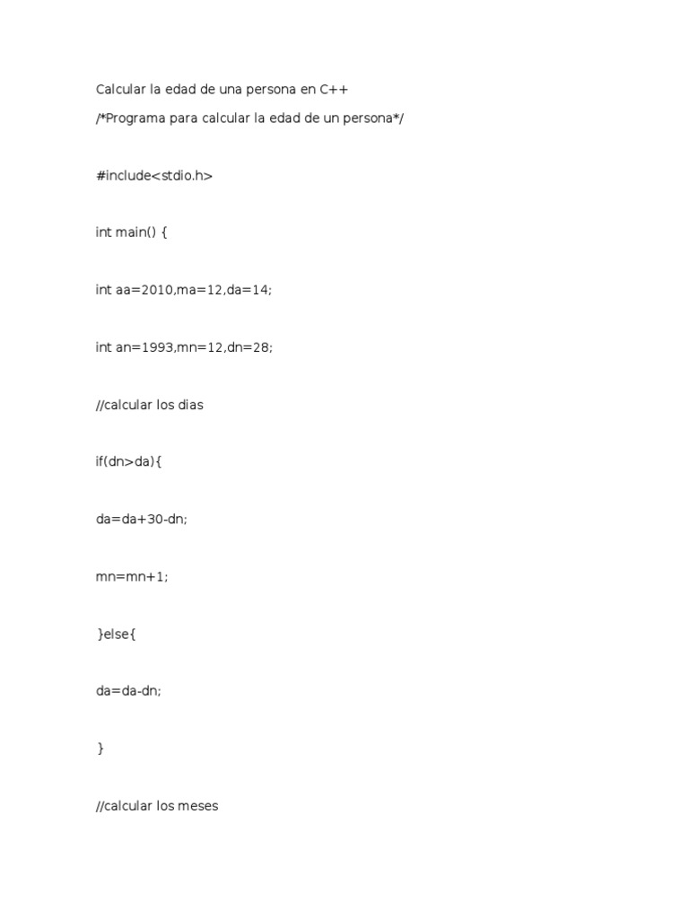 Calcular La Edad de Una Persona en C | PDF