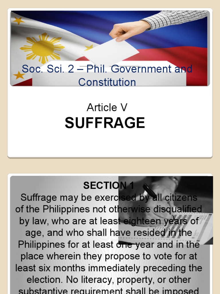 Suffrage Article V | PDF | Suffrage | Absentee Ballot