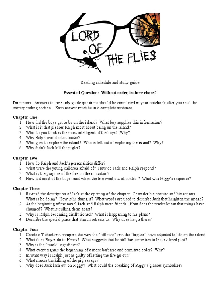 Lord of the Flies Study Guide Questions | PDF