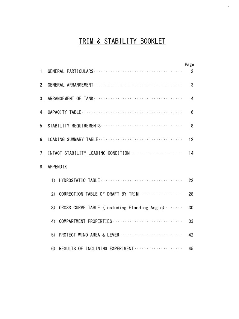 Trim and Stability Booklet Overview | PDF | Ships | Watercraft