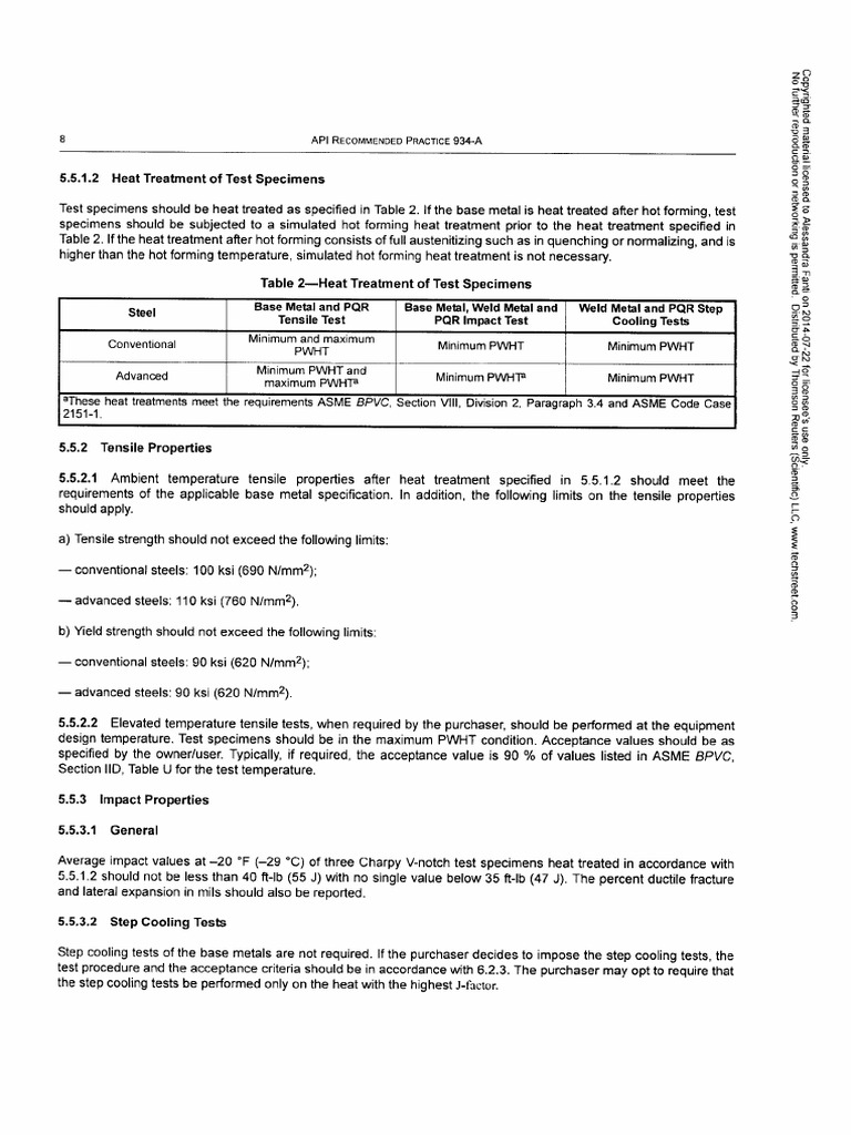 API 934 - Step Cooling