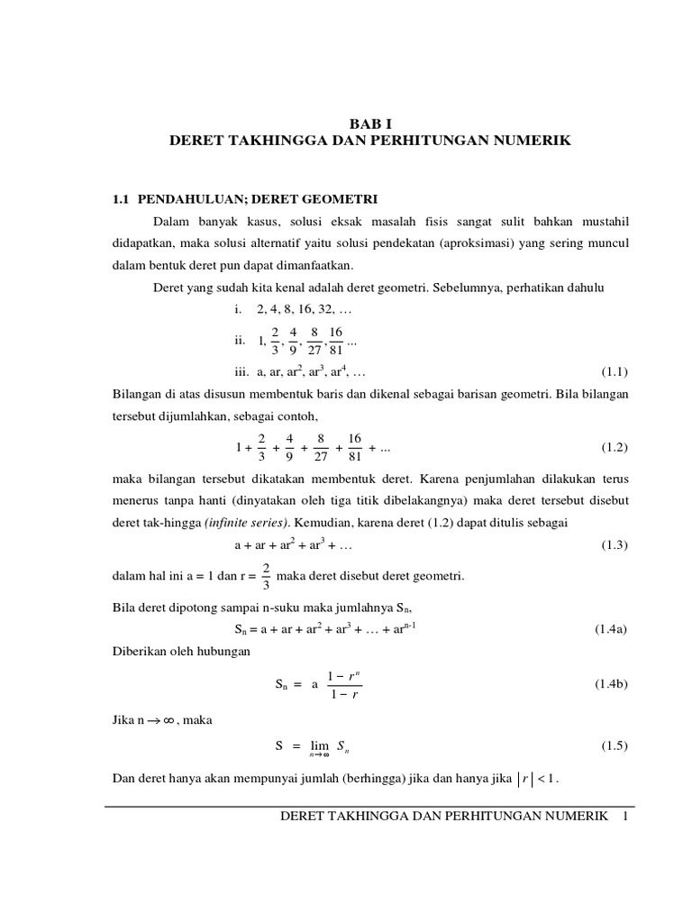 Bab I. Deret Takhingga Dan Perhitungan Numerik | PDF | Seni & Disiplin ...