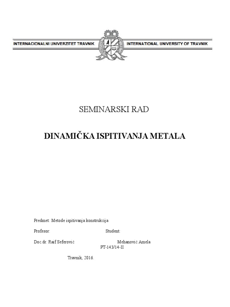 Metode Ispitivanja Konstrukcija | PDF