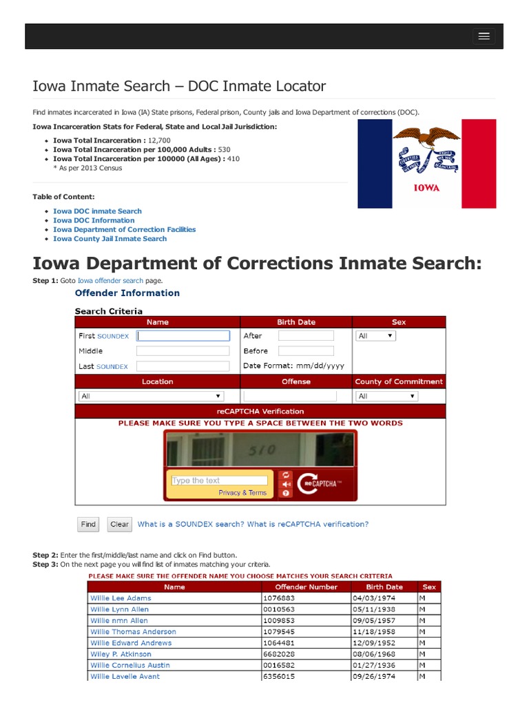Iowa Inmate Locator and Search Guide | PDF | Iowa | Sioux