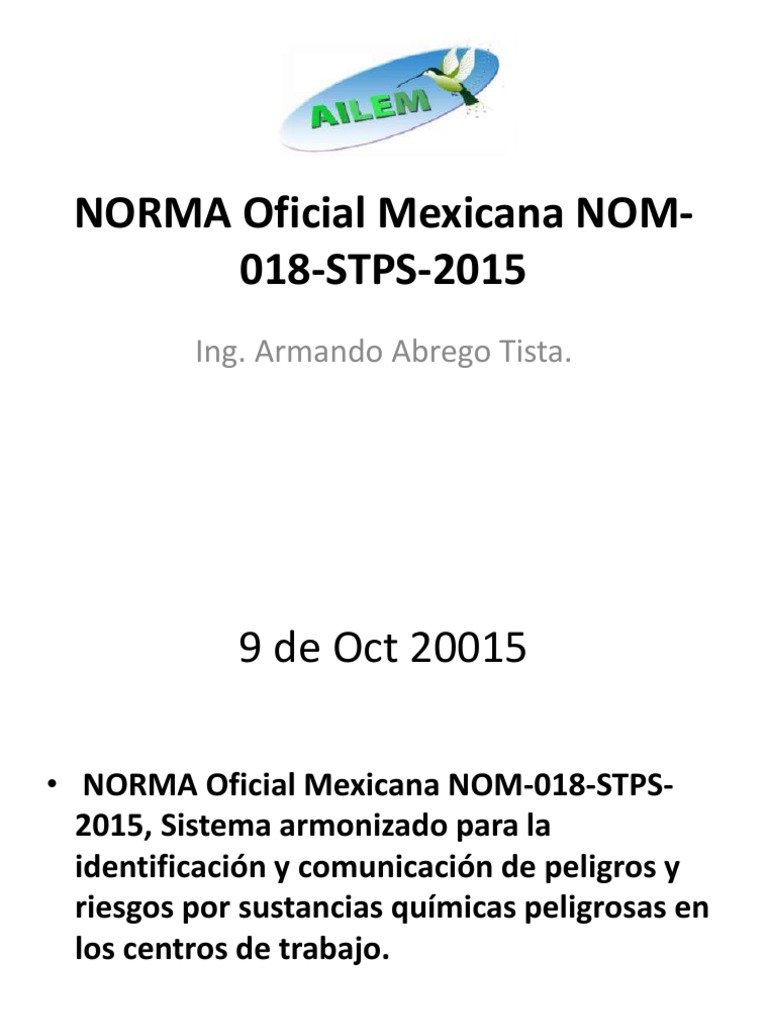 Norma Oficial Mexicana Nom 018 Stps 2015 | PDF