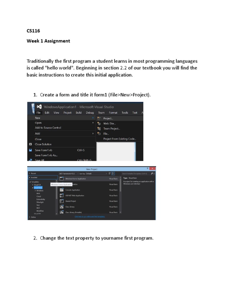CS116 Week 1 Assignment | PDF