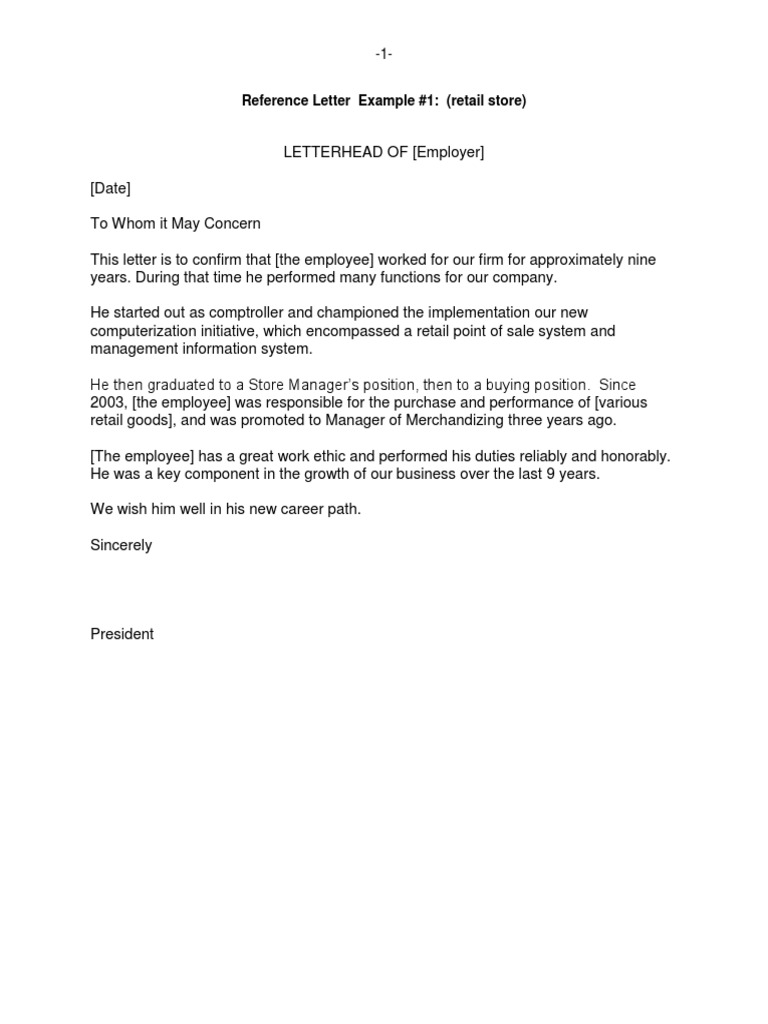 Reference Letter Examples | PDF | Employment | Board Of Directors