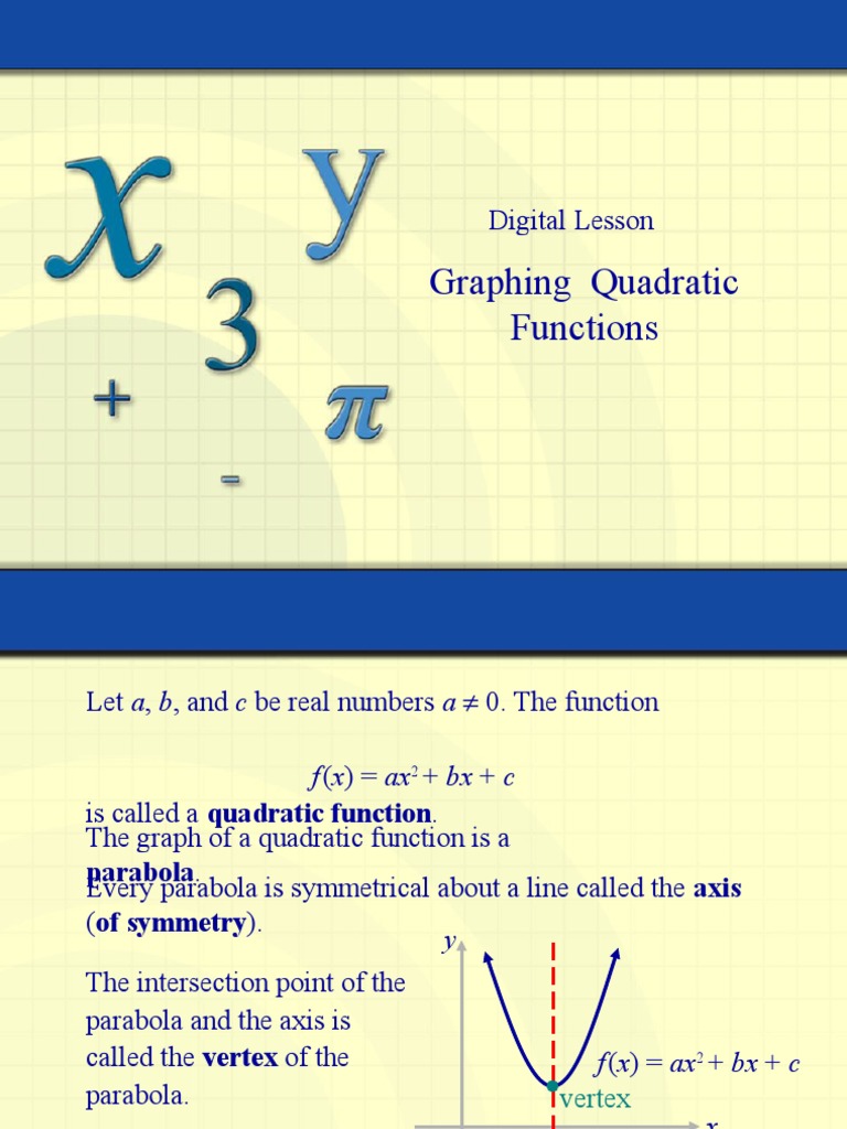 Graphing Quadratic Functions: Digital Lesson | PDF | Quadratic Equation | Theoretical Computer ...