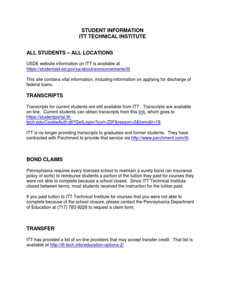 Education Options For ITT Tech Students | PDF | Surety Bond | Learning