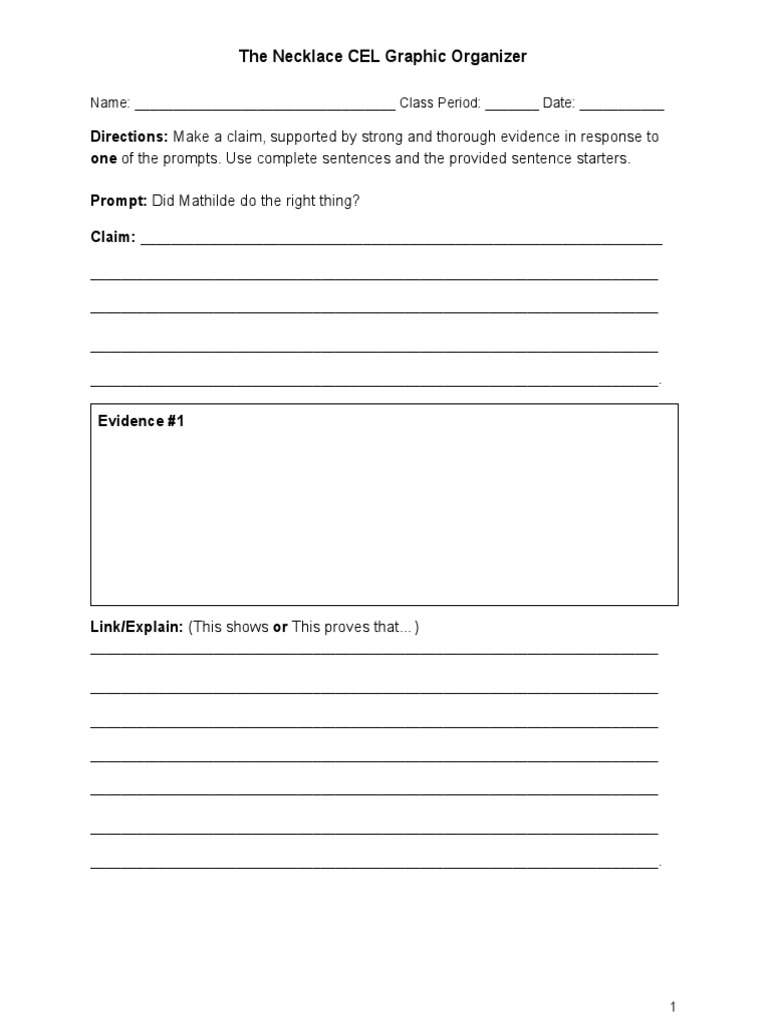 The Necklace Graphic Organizer Template | PDF