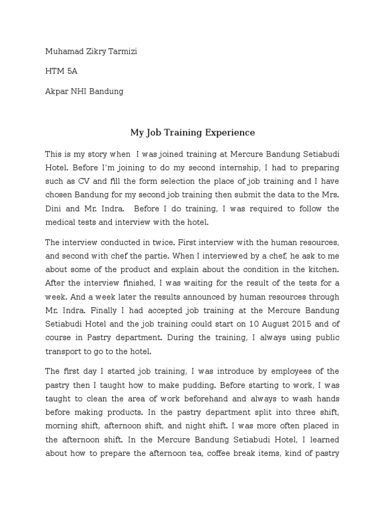Job Training Experience | PDF | Business