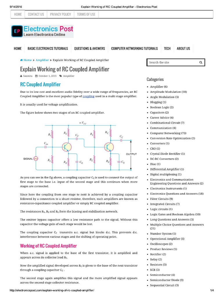 RC Coupled CE Amplifier | PDF