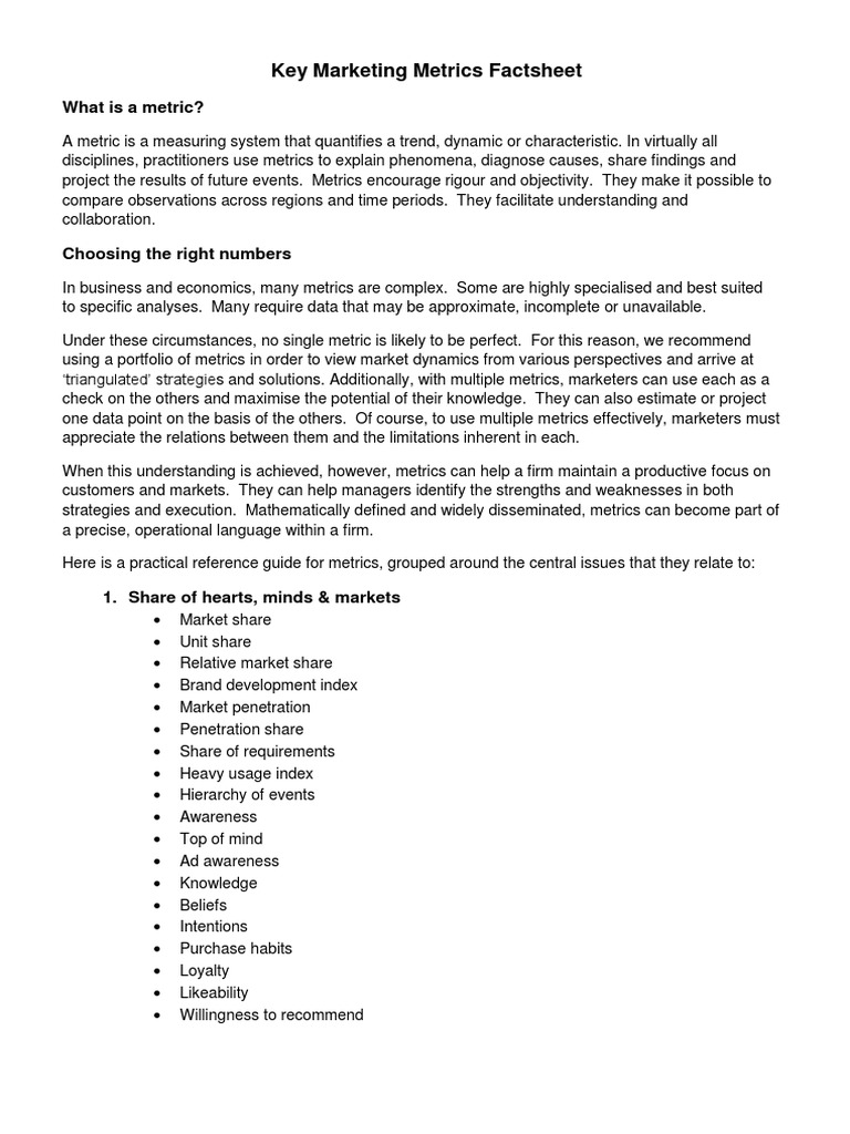 Key Marketing Metrics Overview | PDF | Strategic Management | Marketing