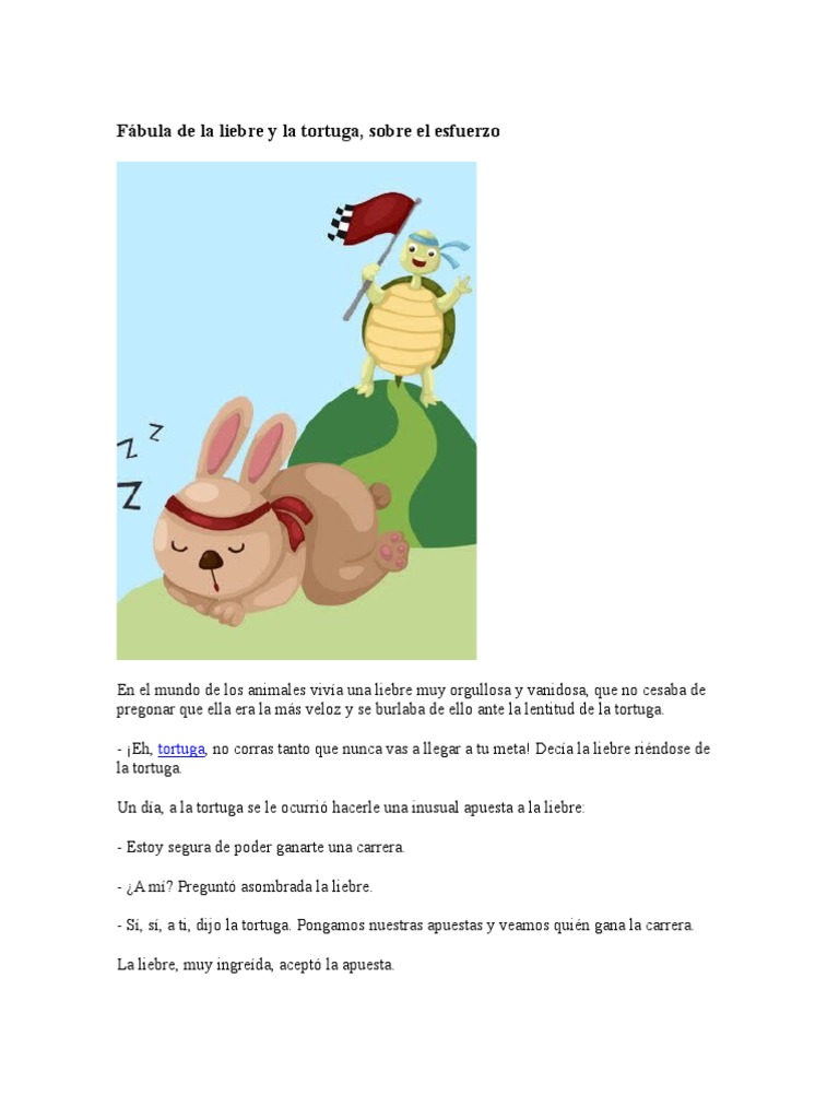Fábula de La Liebre y La Tortuga | PDF | Hadas | León