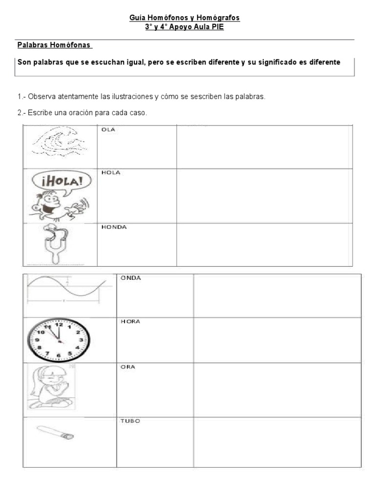 Guía Homófonos y Homógrafos