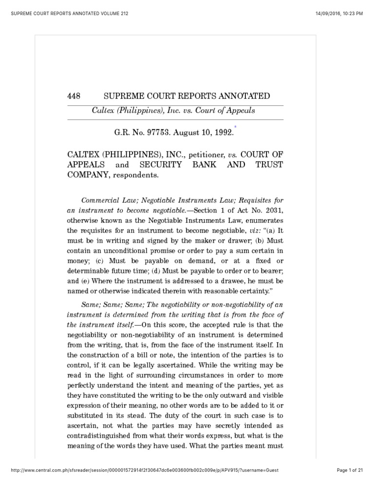 Caltex V Court of Appeals | PDF | Negotiable Instrument | Estoppel