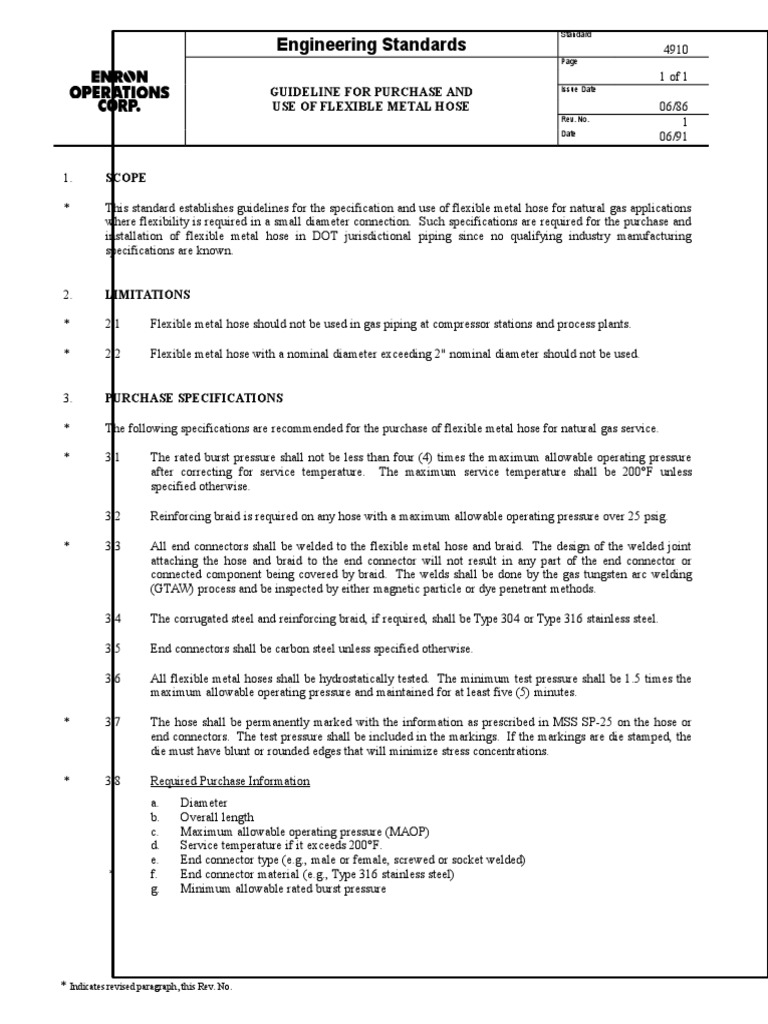 4910-w1 Engineering Guideline For Flexible Metal Hose | PDF | Welding ...