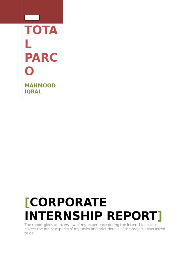 Total Parco Internship | PDF | Filling Station | Pakistan
