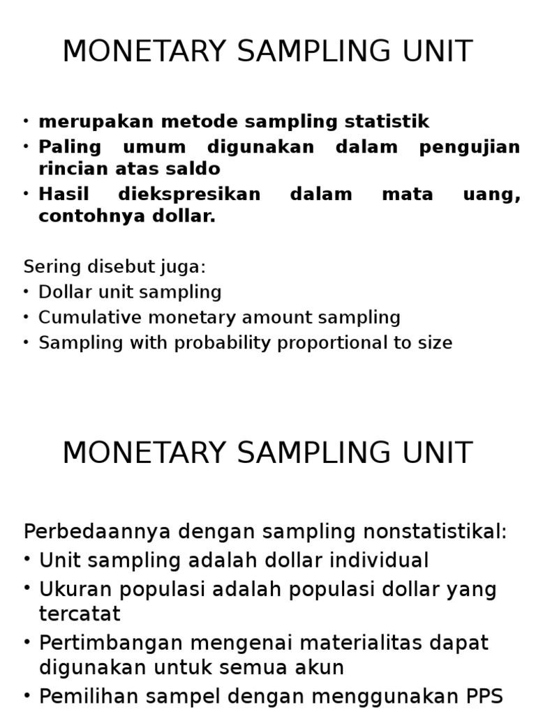 Sampling Unit Moneter | PDF