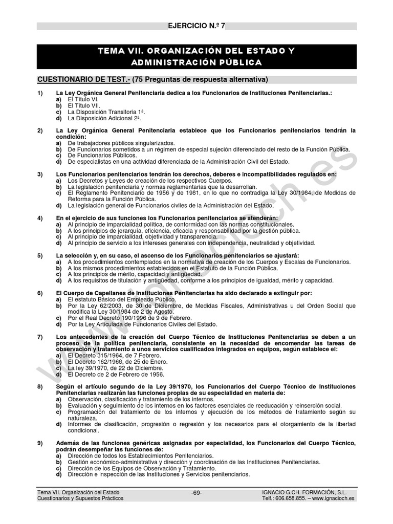 Muestra Test Funcion Publica | PDF | Administración Pública | Regulación
