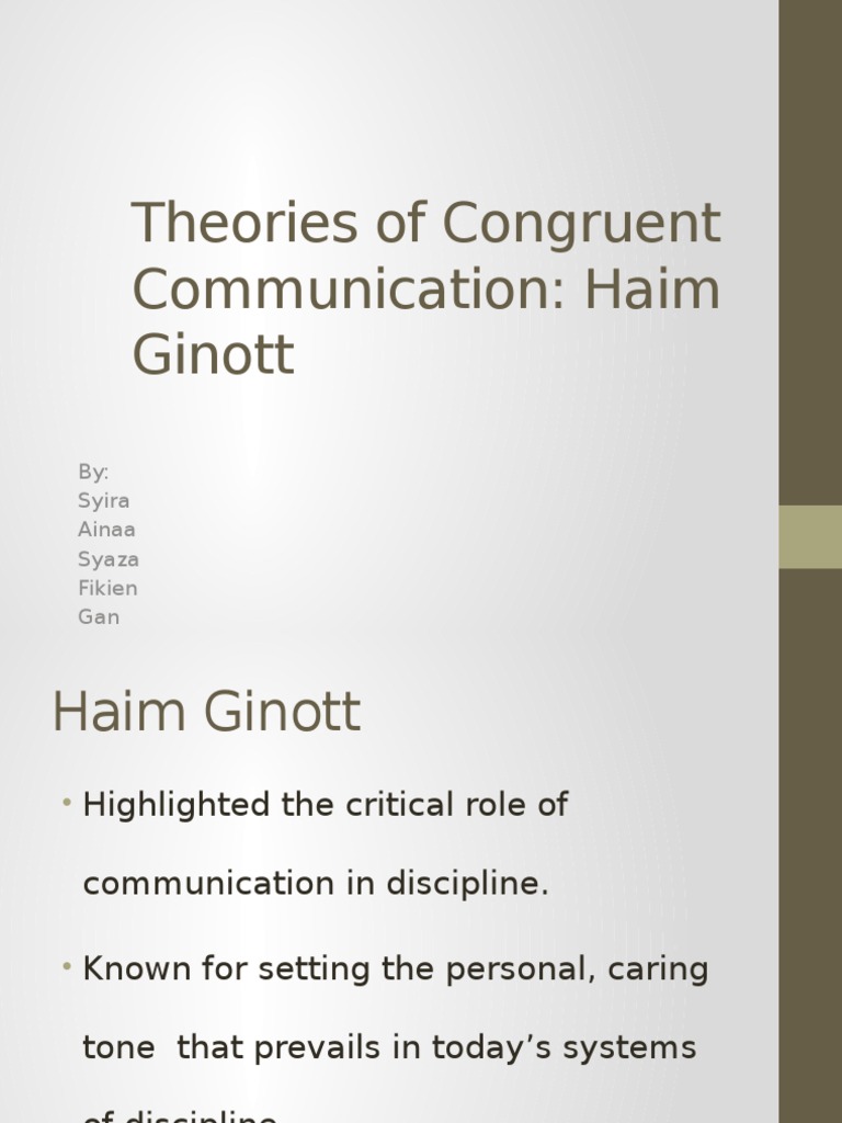 Theories of Congruent Communication | PDF | Communication | Applied ...