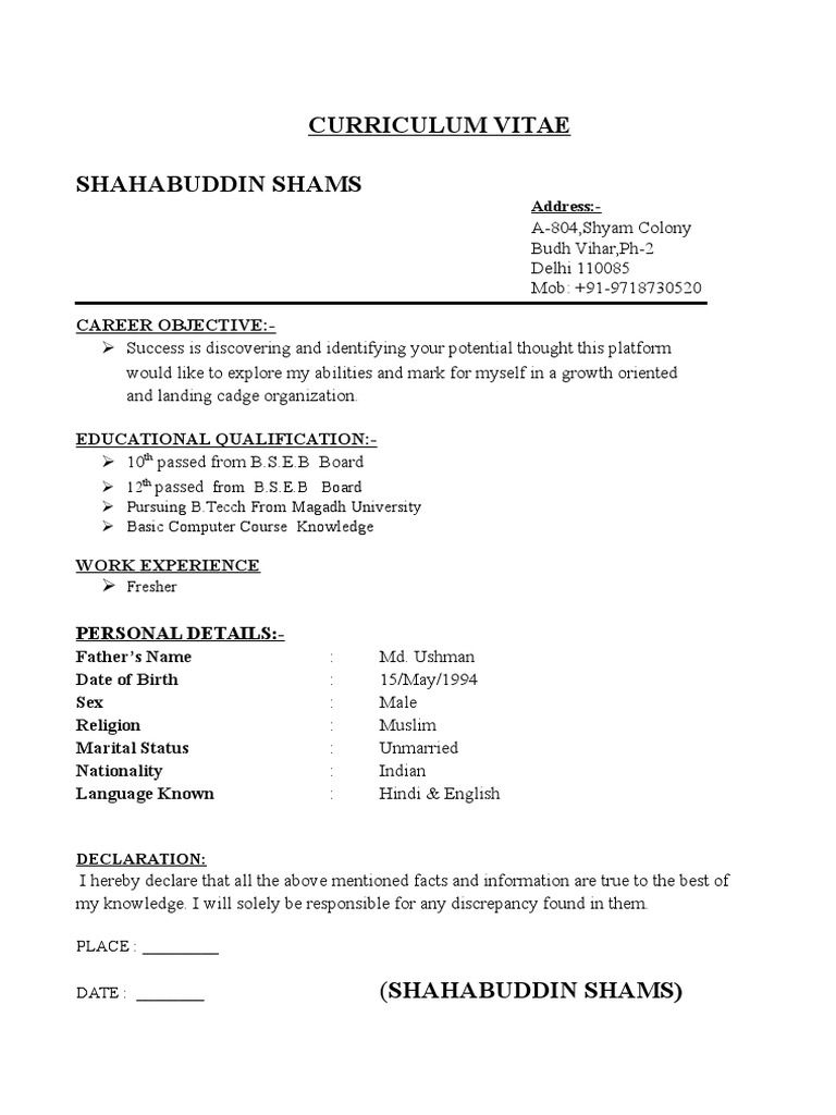 Curriculum Vitae Shahabuddin Shams | PDF