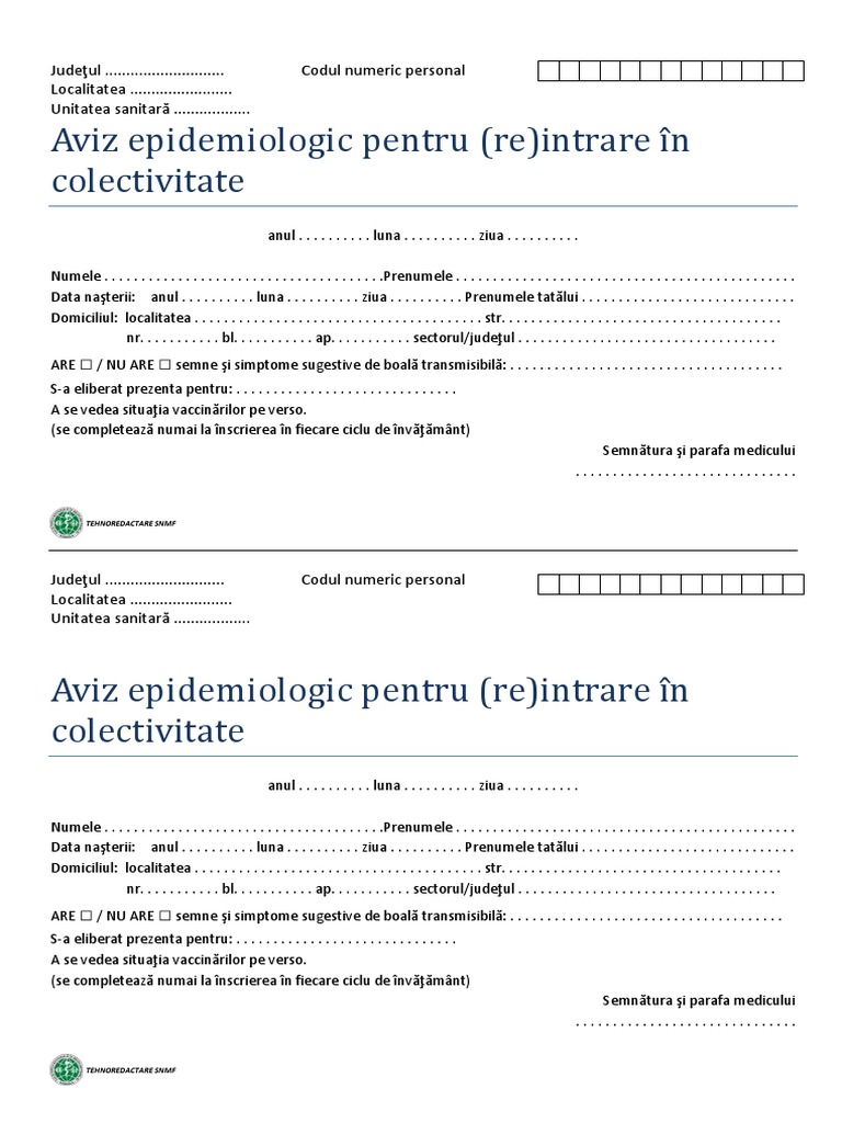 Aviz Epidemiologic | PDF