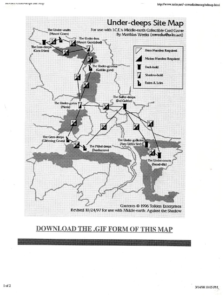 Under Deeps Site Map Middle Earth MECCG | PDF