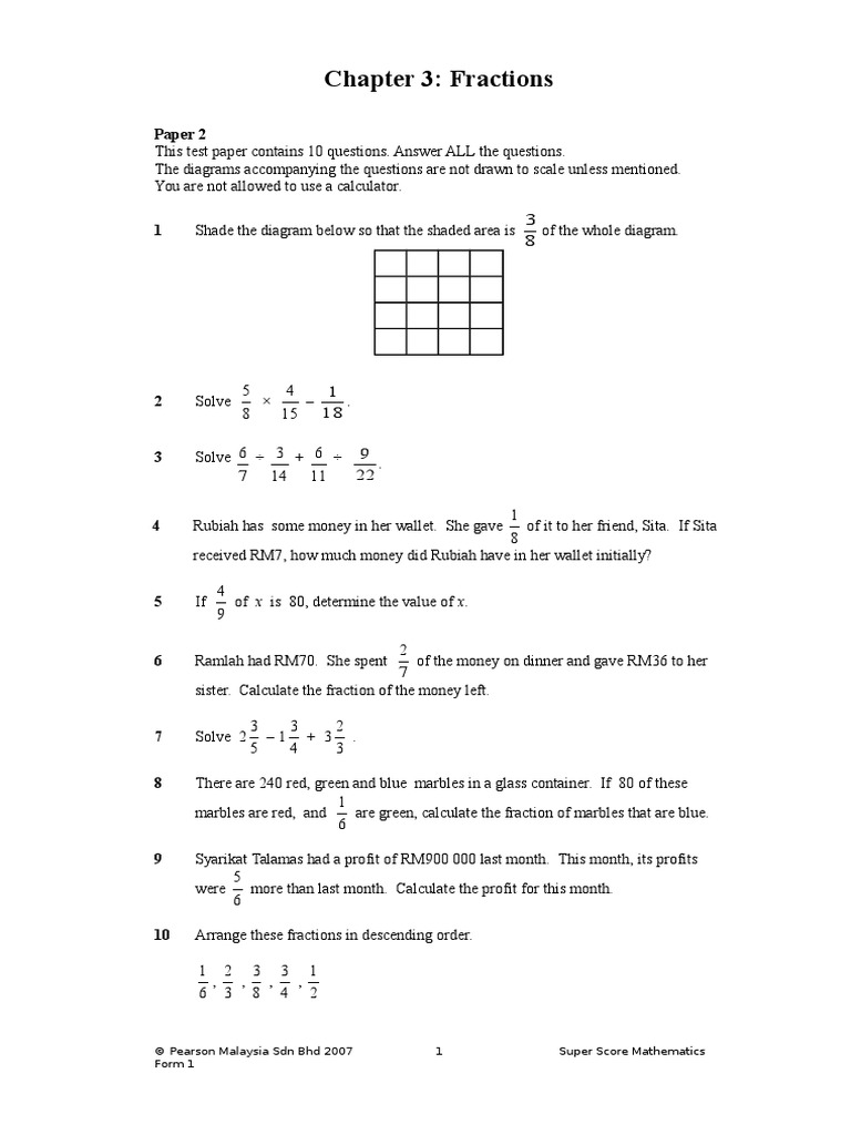 Form 1 Chapter 3 | PDF
