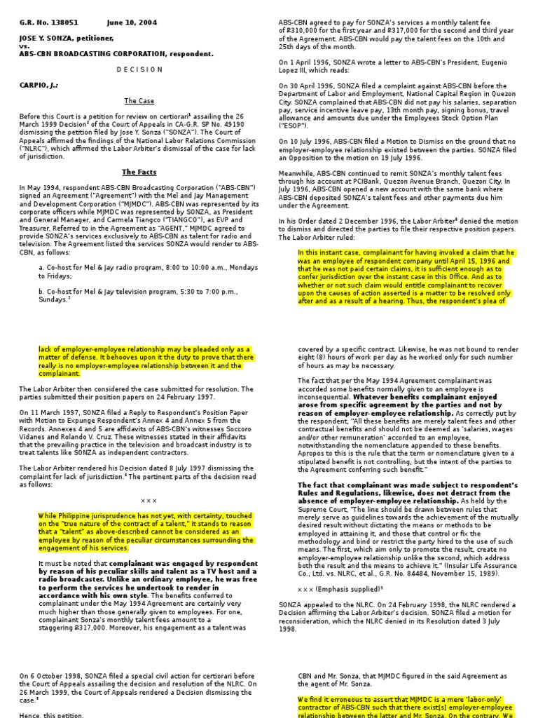 Employer-Employee Relationship Cases | PDF | Employment | Arbitration