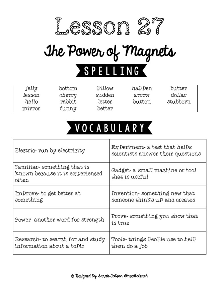 The Power of Magnets: Lesson 27 (Spelling) | PDF | Cognitive Science ...