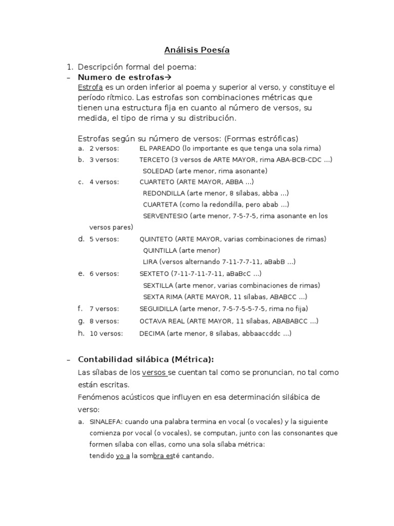 Analisis Poesia | PDF | Metro (poesía) | Poética
