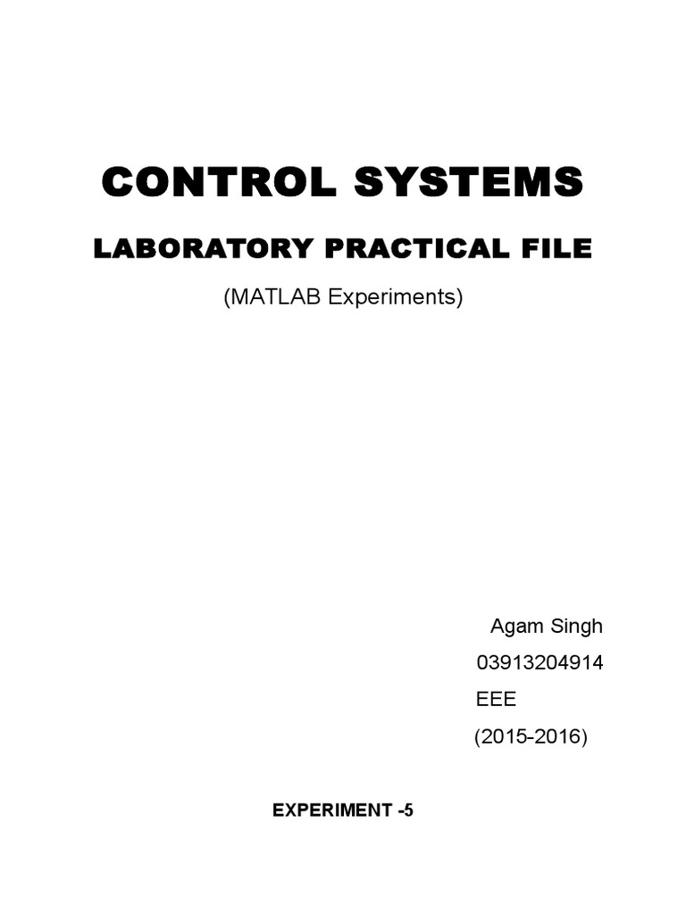 Control Systems MATLAB File | PDF | Matlab | Algorithms