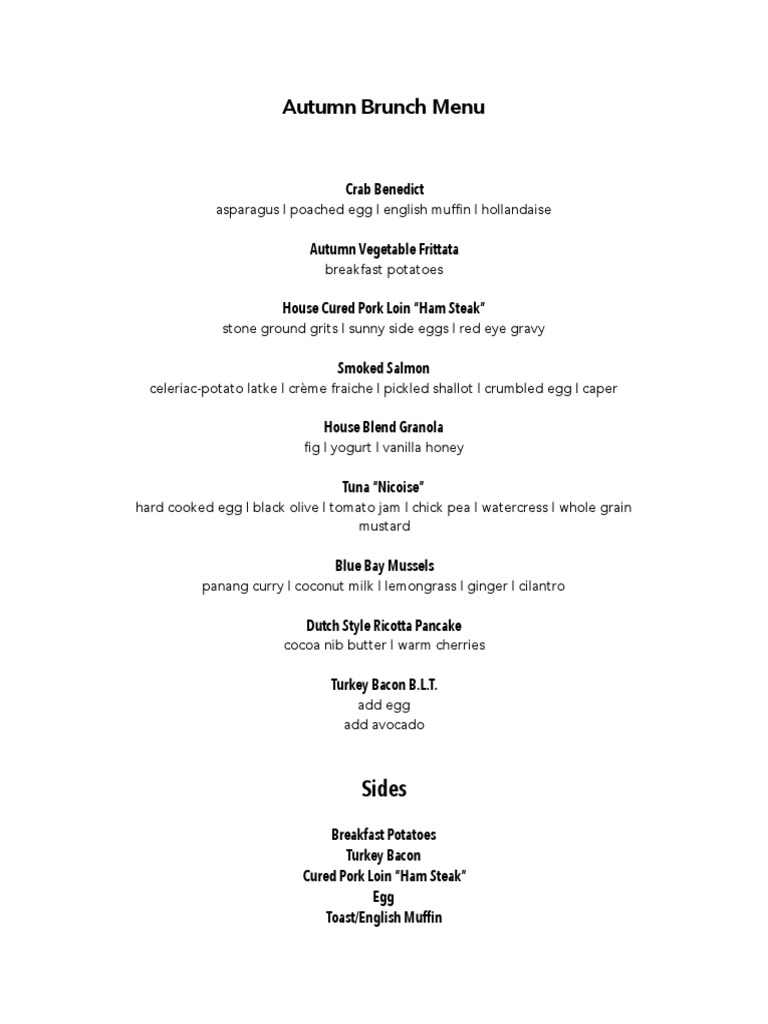 Autumn Brunch Menu: Sides | PDF