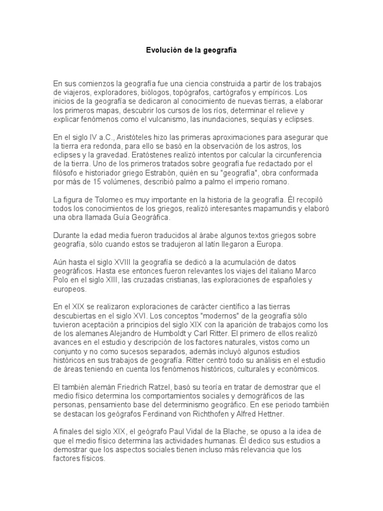 Evolucion De La Geografía Pdf Geografía Science