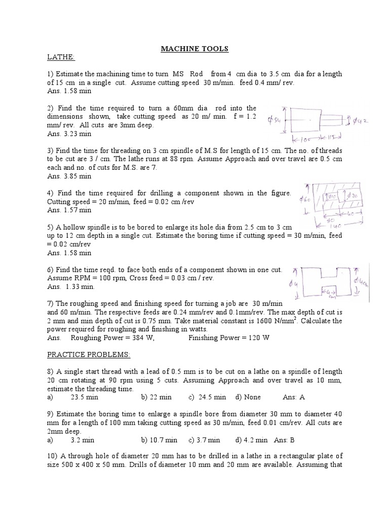 Machining Time Calculations | PDF | Numerical Control | Electric Motor